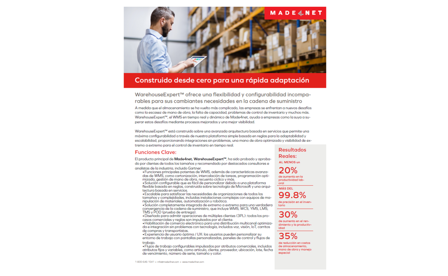 WarehouseExpert Sales Sheet Spanish | Made4net